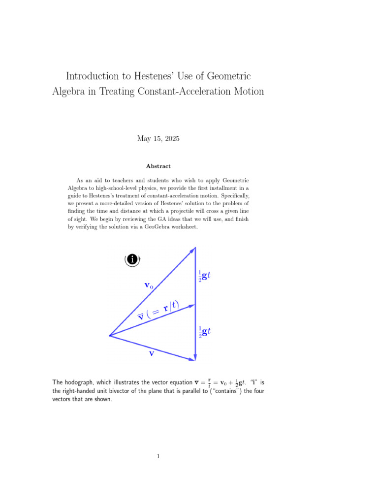 Geometric Algebra Constant-Accel Motion | PDF | Euclidean Vector | Equations