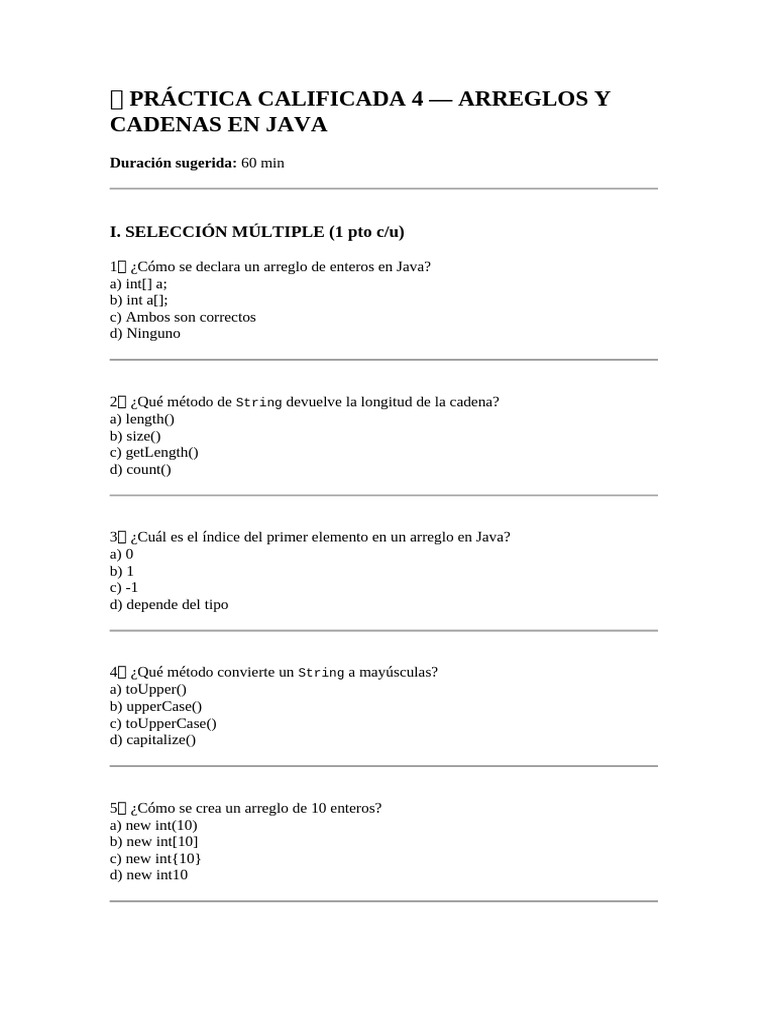 Práctica Calificada 4 de Java | PDF
