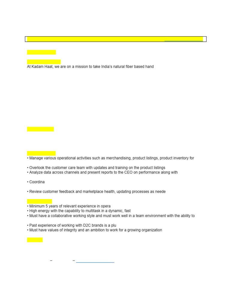 Marketing Role - Social Impact D2C Brand | PDF | Retail | Marketing