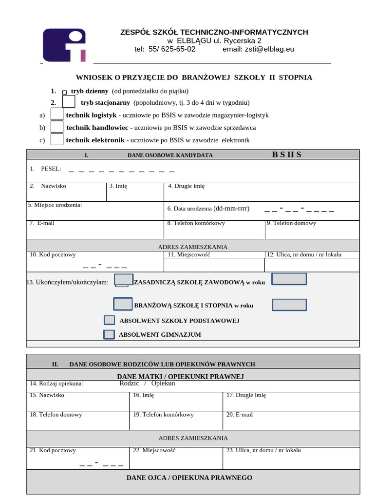 Wniosek o Przyjecie Do Bsiis | PDF
