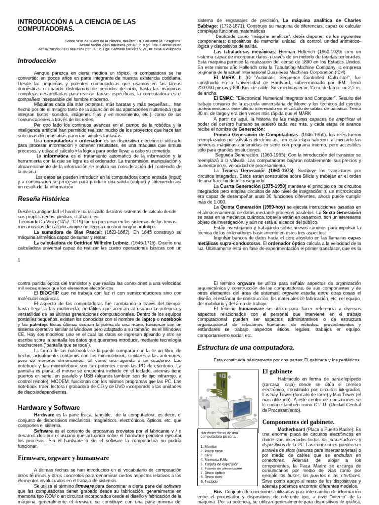 Las Computadoras (Actualizado 2009) | PDF | Hardware de la computadora ...