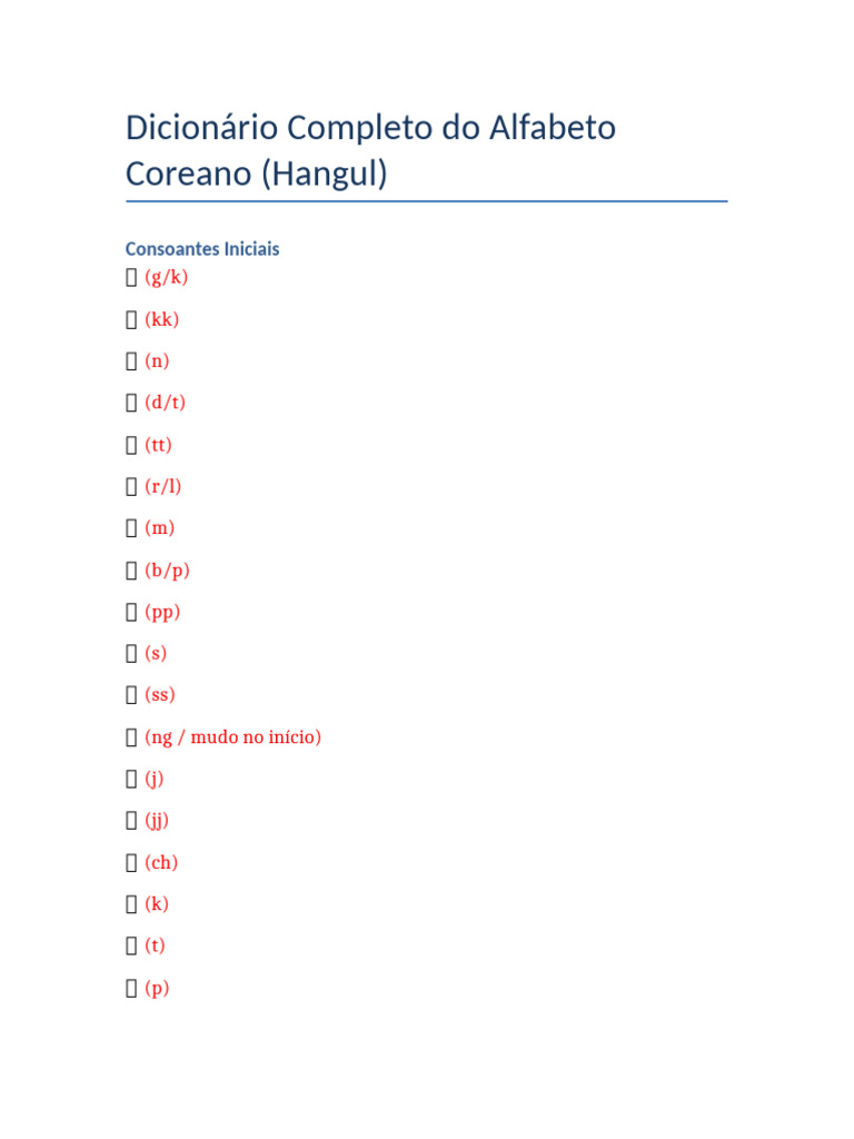Dicionario Hangul Completo | PDF