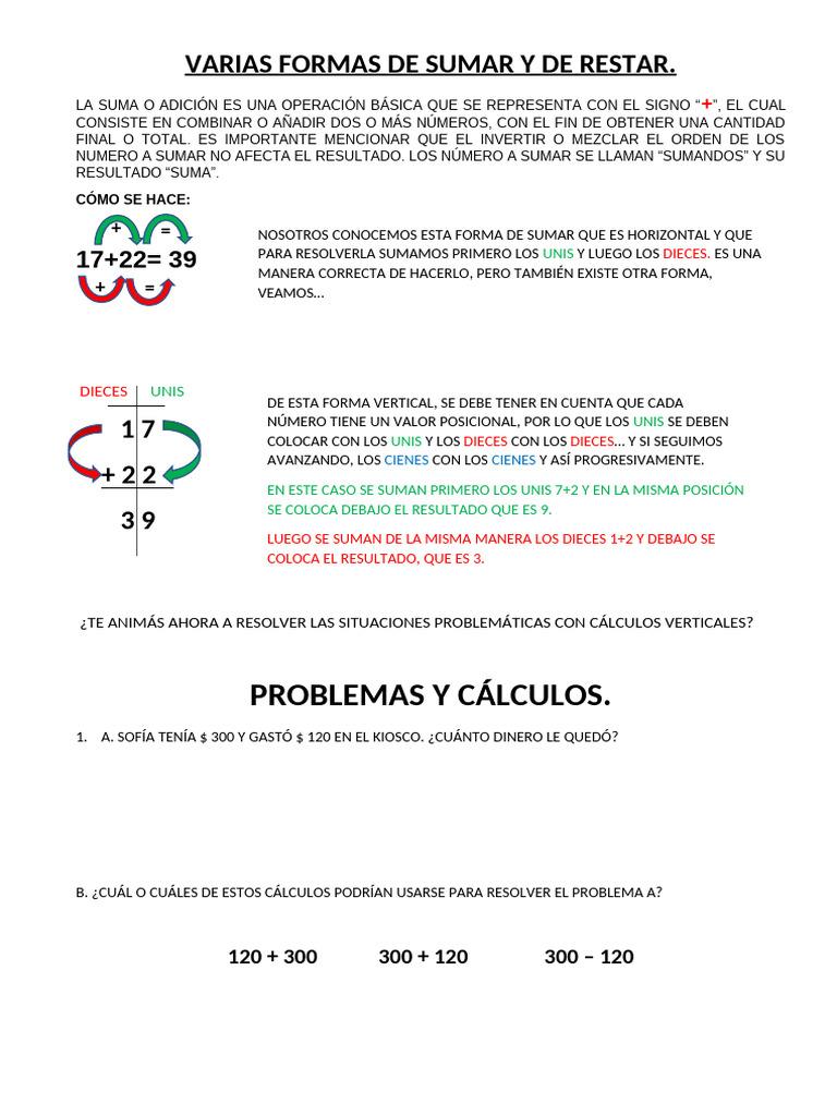 Varias Formas de Sumar y de Restar | PDF