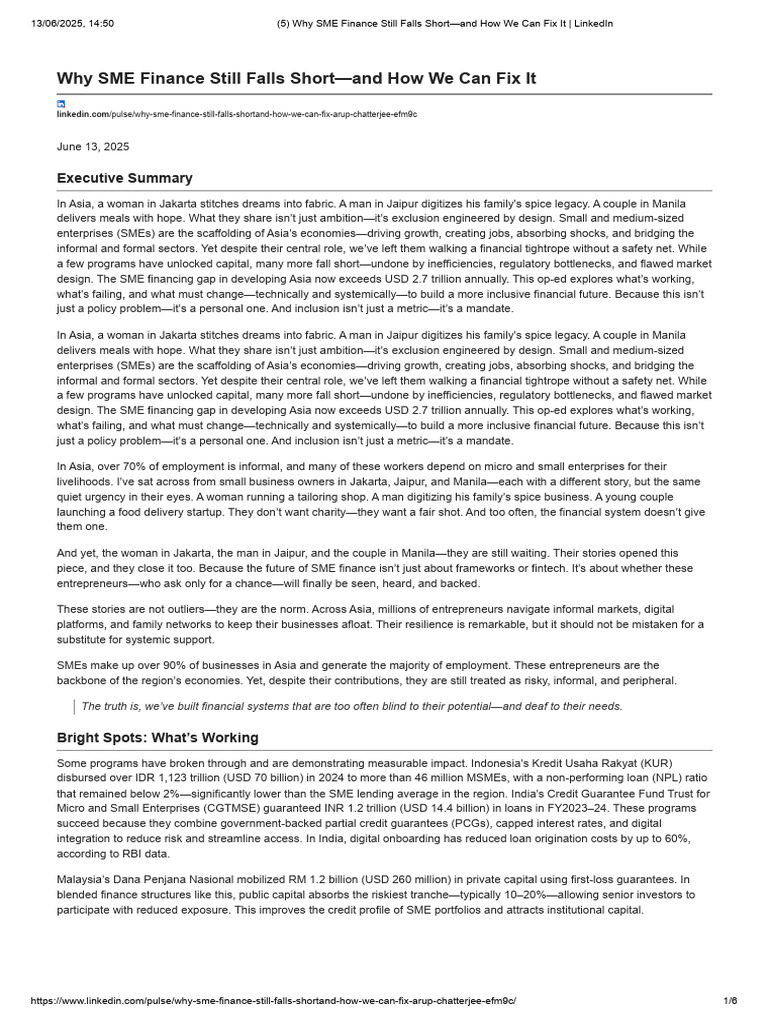 Why SME Finance Still Falls Short | PDF | Small And Medium Sized ...