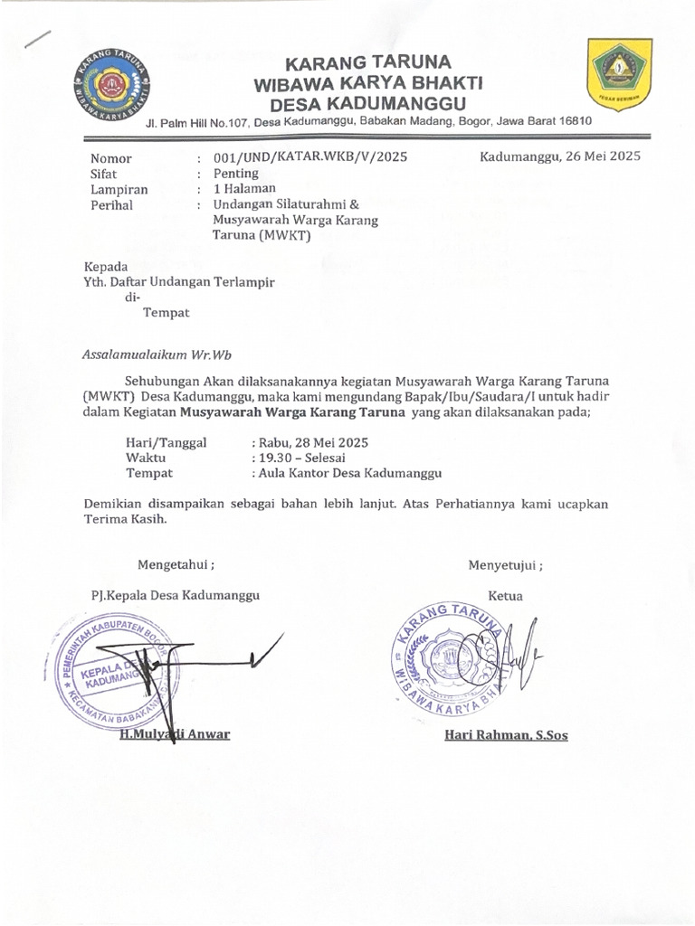 Und Rapat Katar Desa Kadumanggu | PDF