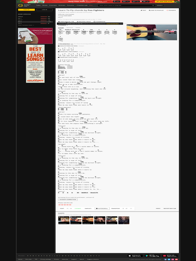 LEARN To FLY CHORDS (Ver 3) by Foo Fighters @ | PDF | Songs Written