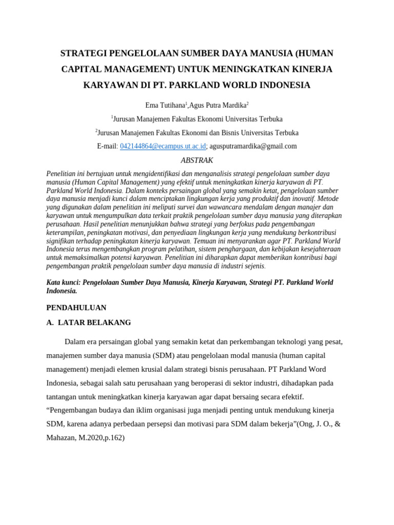 Strategi Pengelolaan Sumber Daya Manusia | PDF
