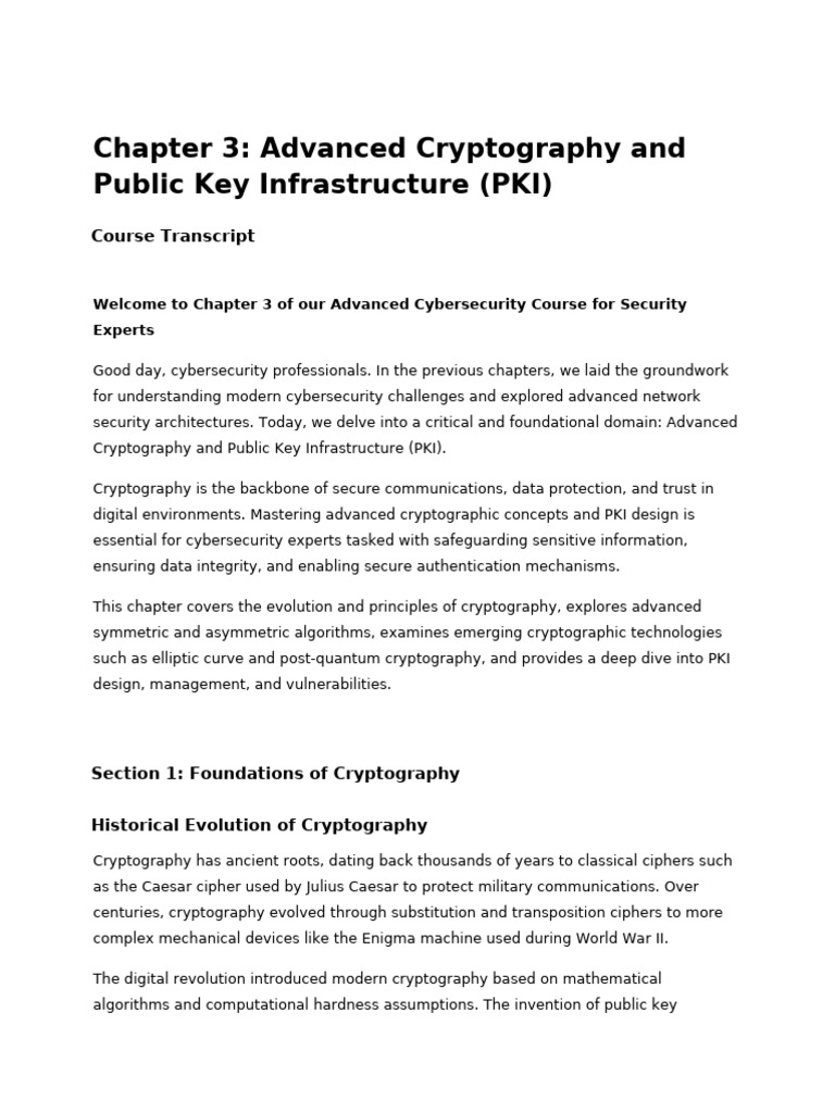 Advanced Cryptography and PKI Overview | PDF | Cryptography | Public ...
