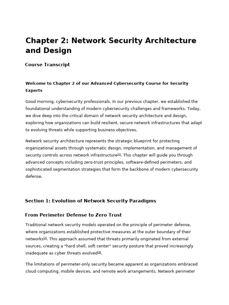 Chapter 2 - Network Security Architecture and Desig | PDF | Transport Layer Security | Security