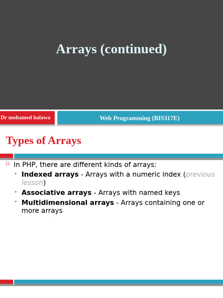 (Lesson x5) Associative Multidimensional Arrays (Halawa) | PDF | Algorithms And Data Structures ...