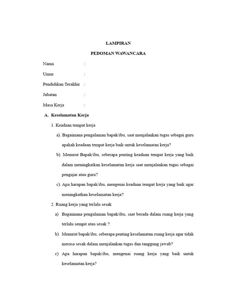 Contoh PEDOMAN WAWANCARA | PDF