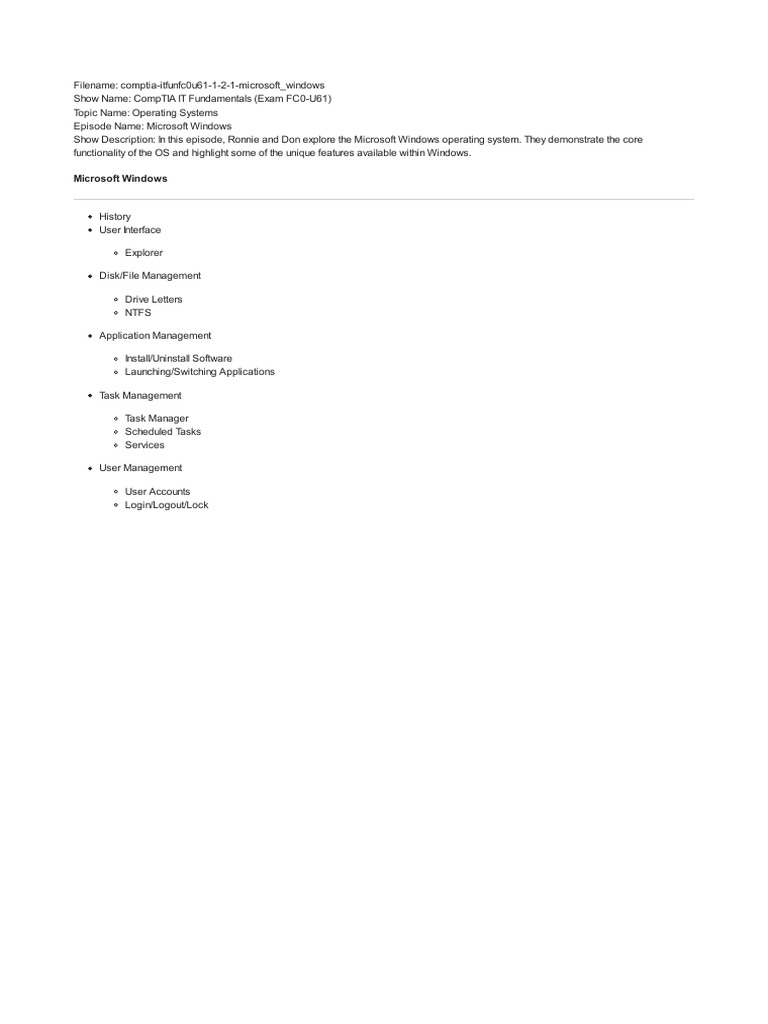 Comptia Itfunfc0u61!1!2 1 Microsoft Windows | PDF