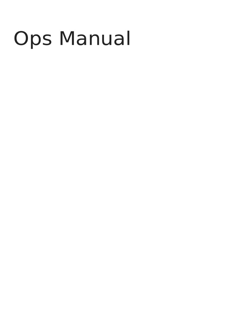 Ops Manual | PDF