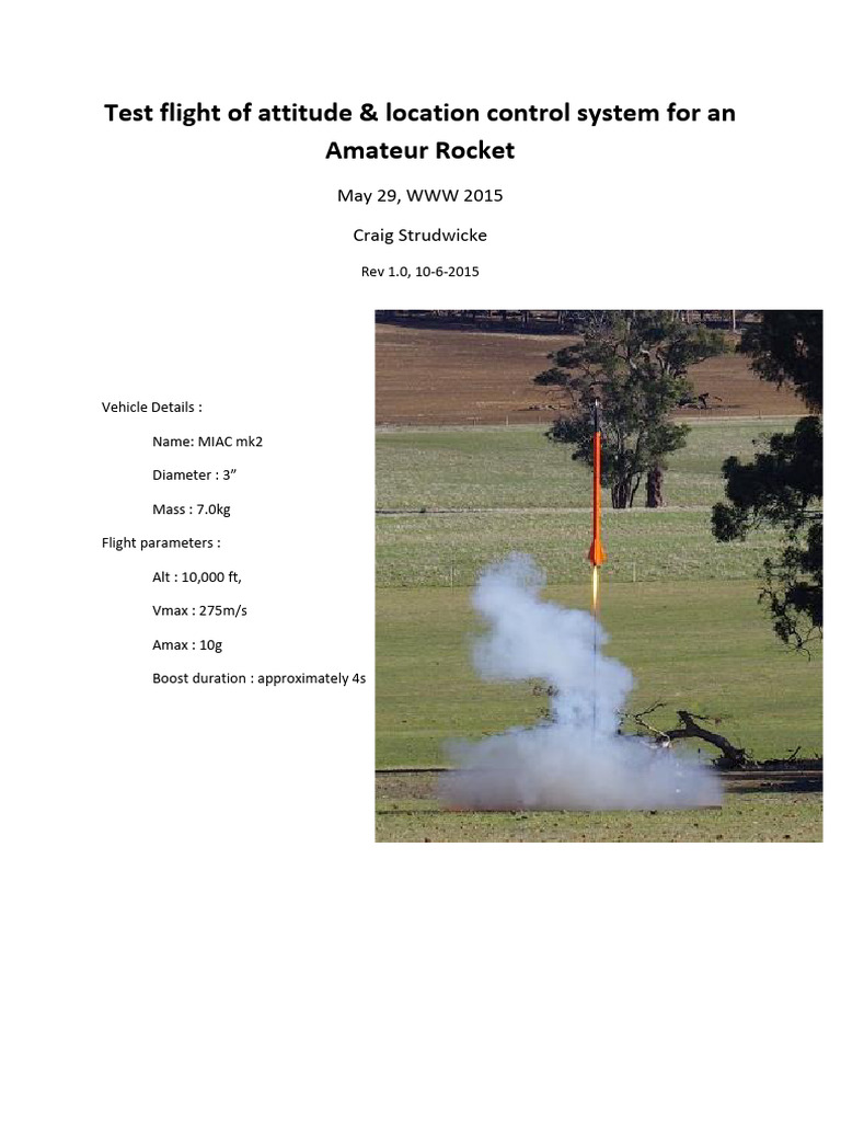 Test flight of attitude & location control system for an Amateur Rocket ...