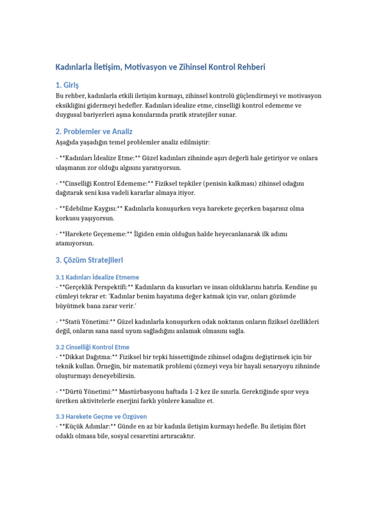 Kadinlarla Iletisim Ve Motivasyon Rehberi | PDF