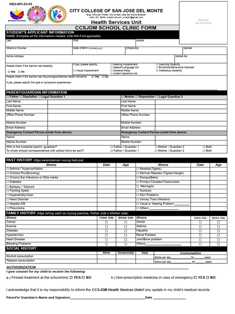 2025 Student's Medical Information Template | PDF | Public Health ...