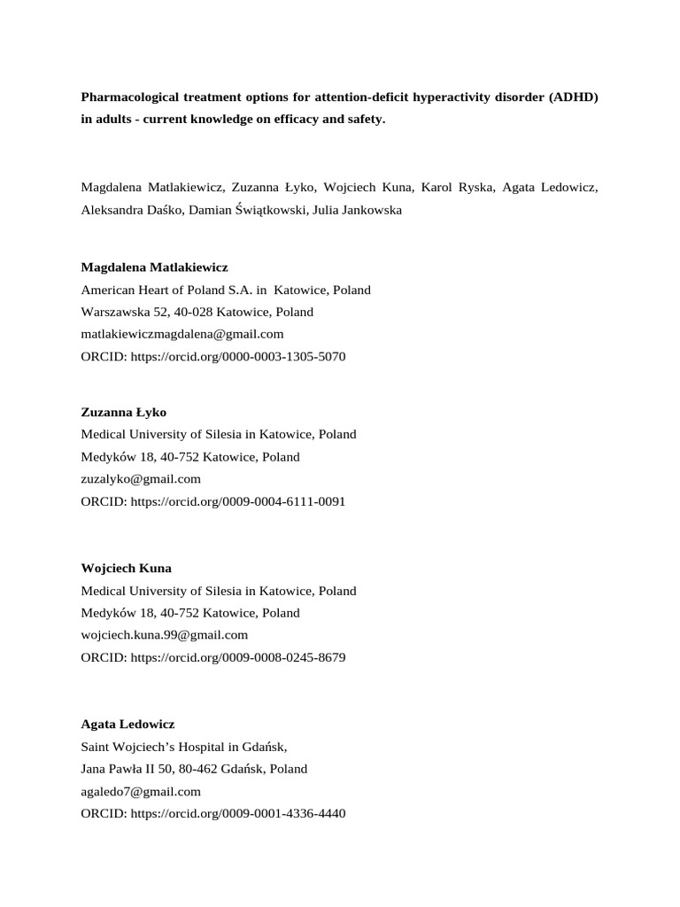 Pharmacological Treatment Options For Attention-Deficit Hyperactivity ...