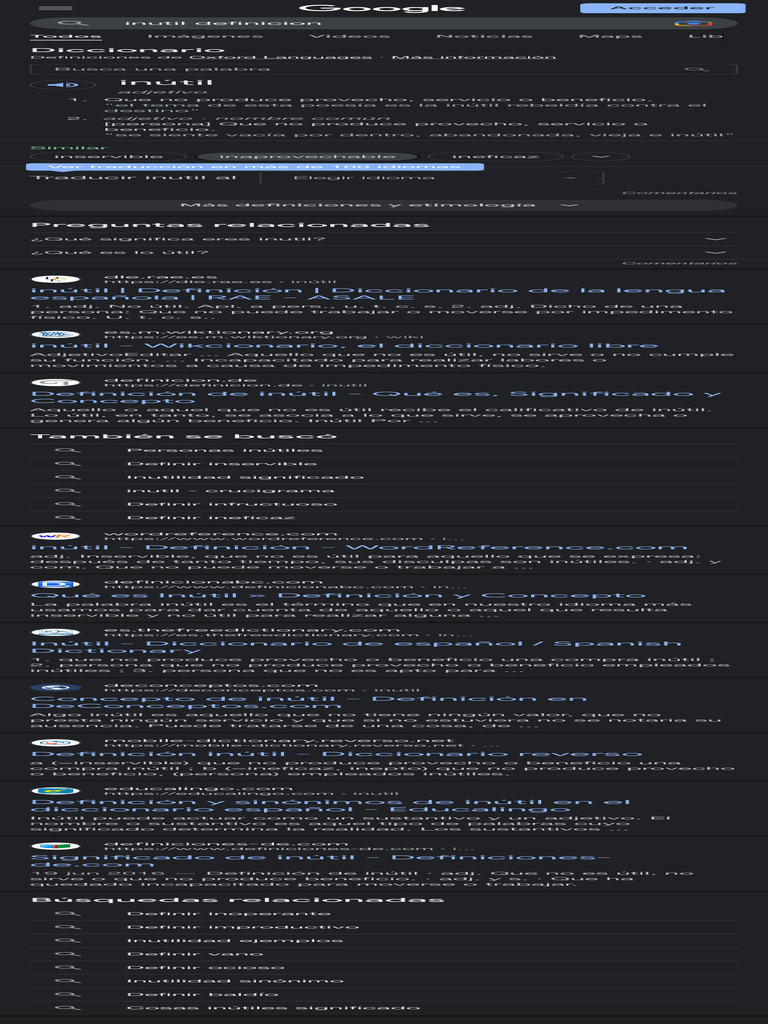 Inutil Definicion - Buscar Con Google | PDF | Diccionario | Lingüística