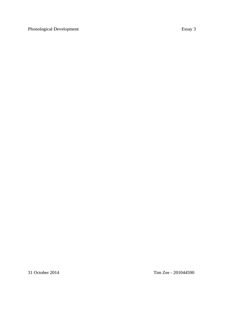 Phonological Development Essay3 Tim Zee | PDF | Perception | Consonant