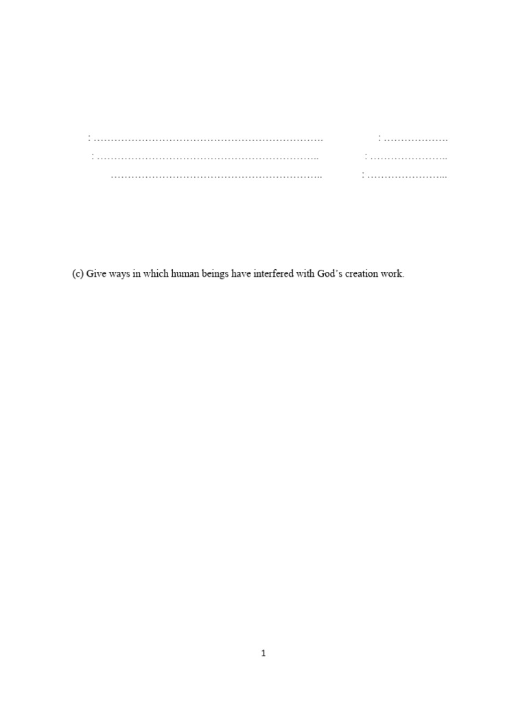 Form 1 CRE - Question Paper | PDF