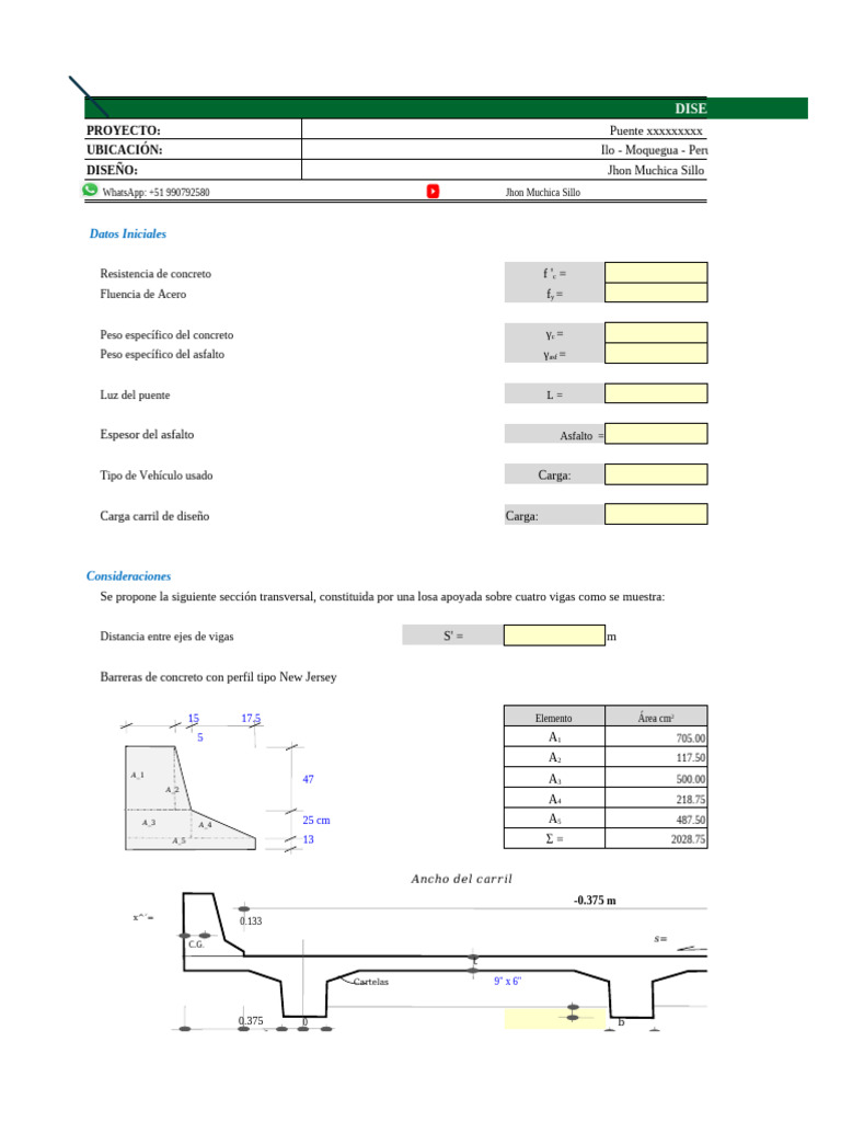 Diseño de Puente Tipo Viga Losa Con Aashto LRFD | PDF | Hormigón | Ingeniero civil