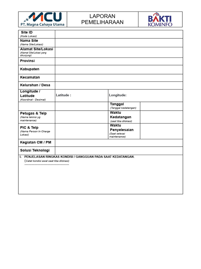Form Master CM PM - Akses Internet Bakti - Mcu | PDF
