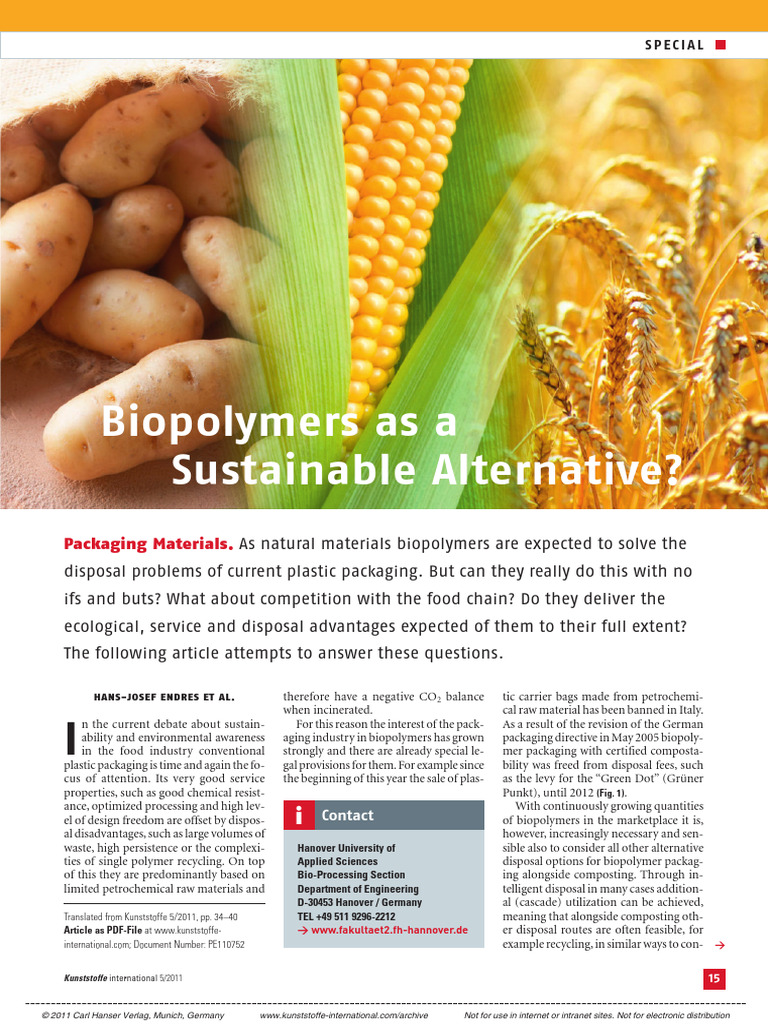 FA KUI 201105 015-020 Biopolymers As A Sustainable Alternative | PDF ...