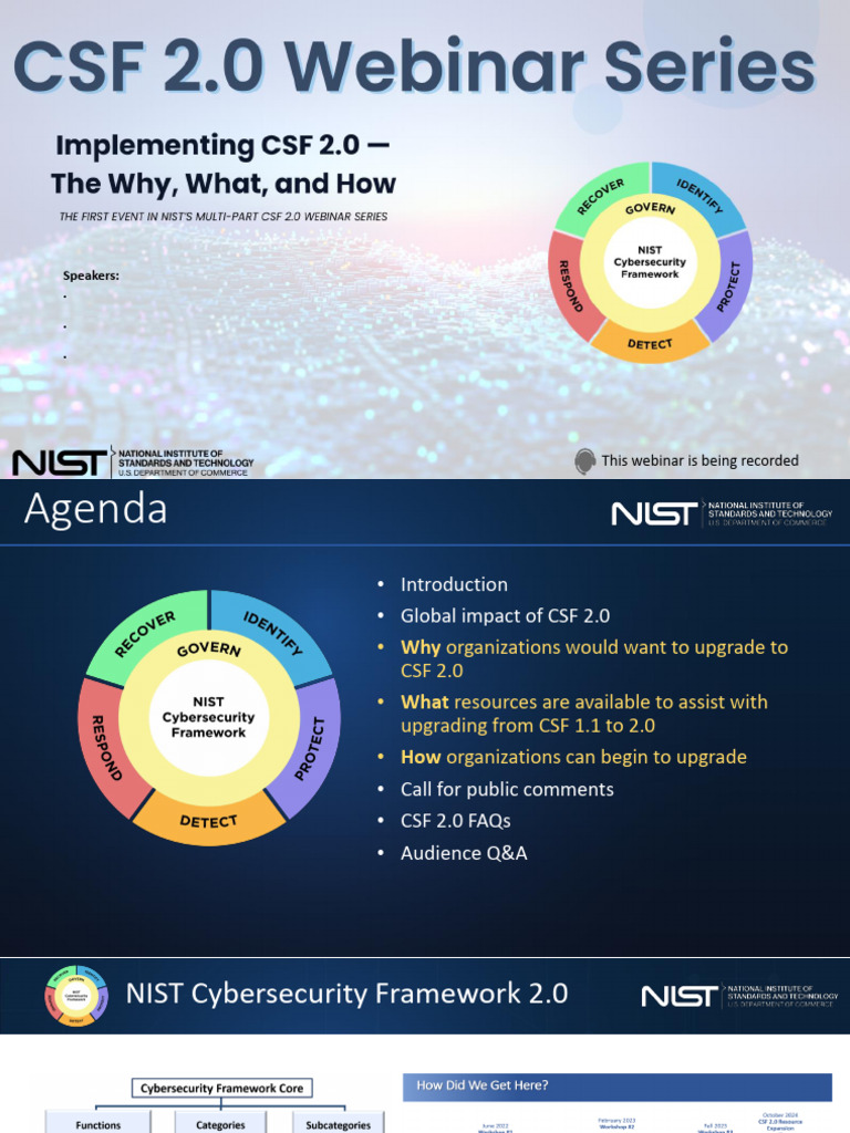 NIST CSF 1 1 To 2 0 What How Why | PDF | Business