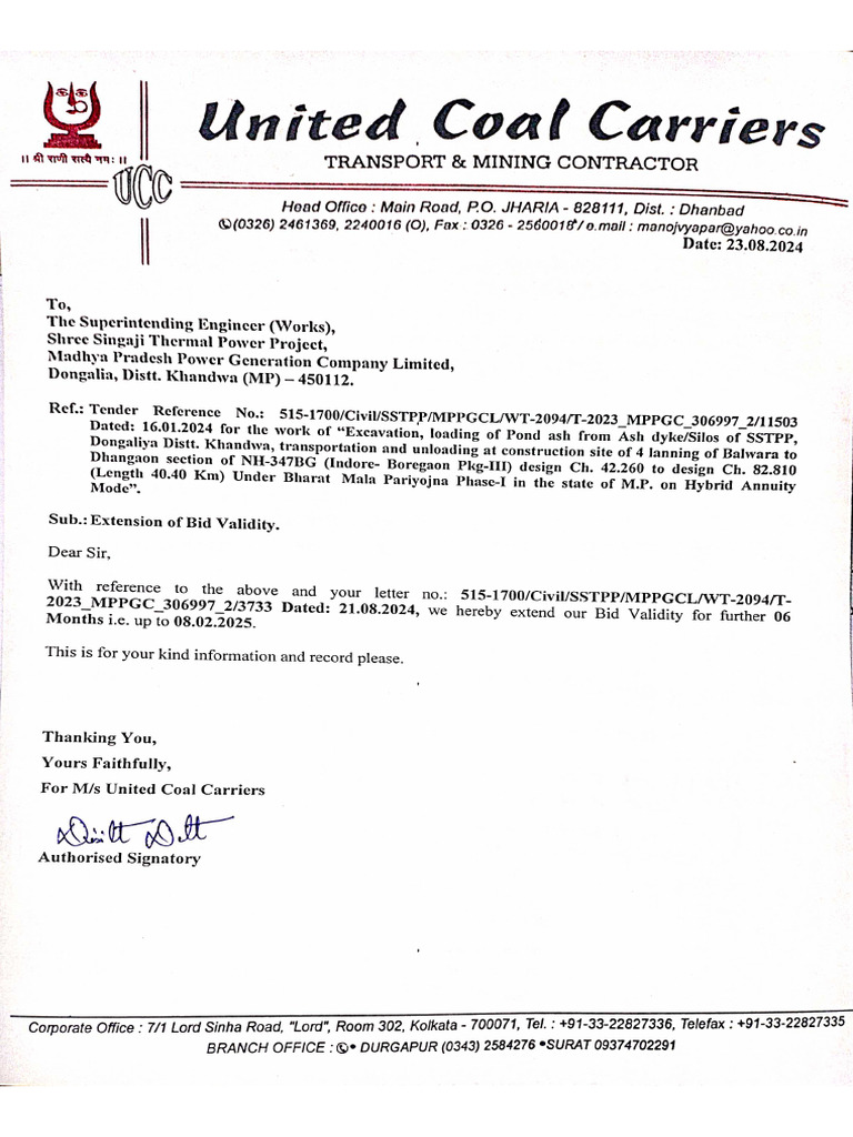 Bid Validity Letter | PDF