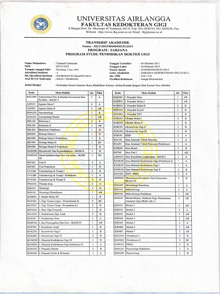 Transkrip S1 Chusnul | PDF
