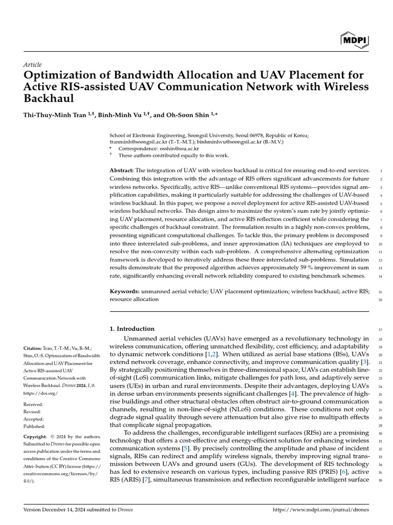 Active RIS UAV Backhaul MDPI | PDF | Channel Access Method | Unmanned ...