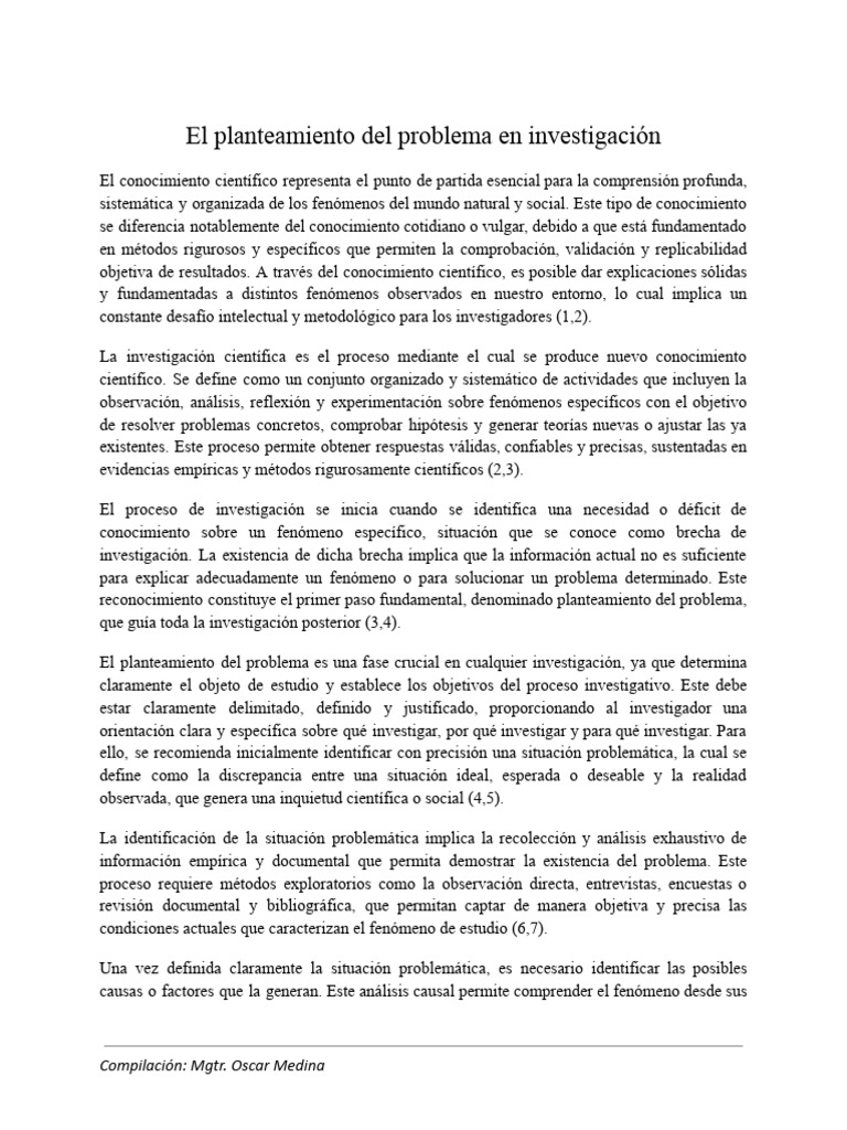 El Planteamiento Del Problema en Investigación | PDF | Conocimiento ...