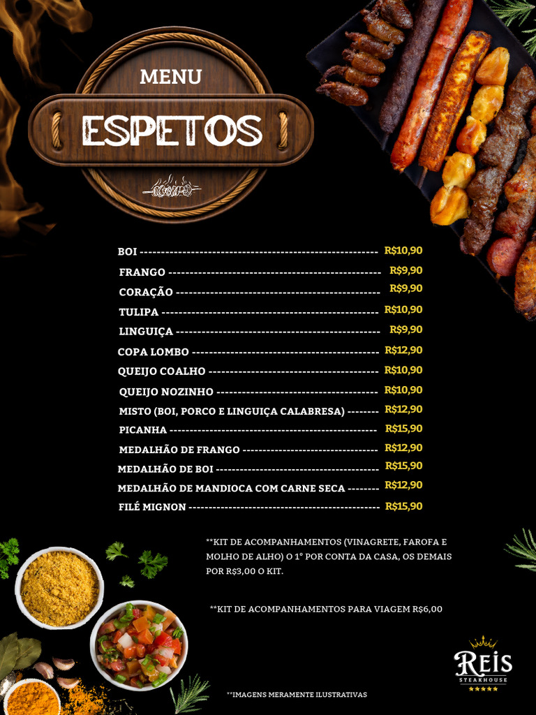 Cardápio Reis Steakhouse | PDF | Alimentos | Culinária