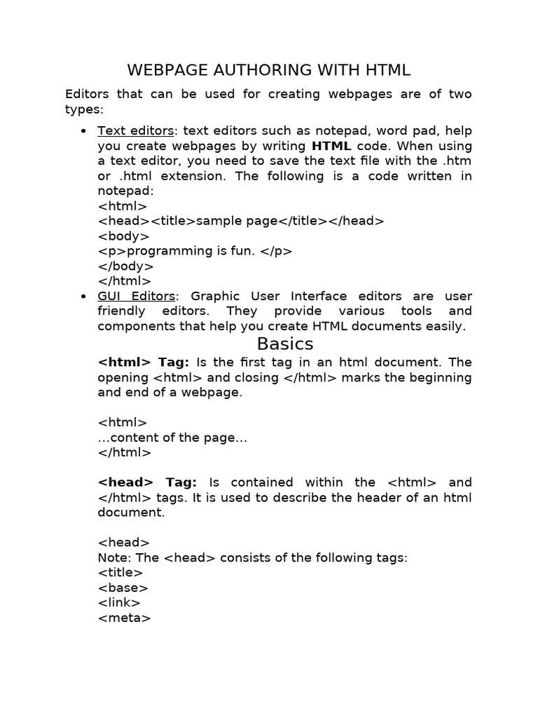 Webpage Authoring With HTML | PDF | Html Element | Html