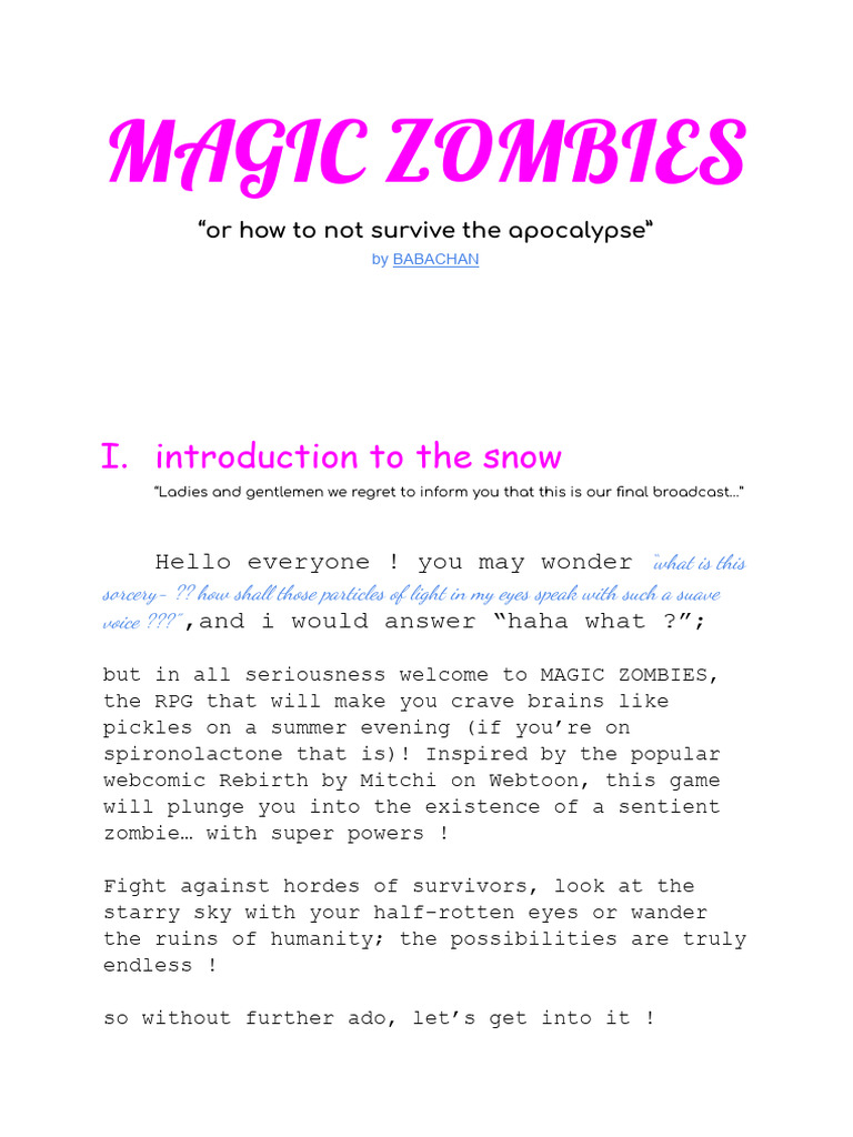 RPG Guide: Survive as a Zombie | PDF | Tabletop Games