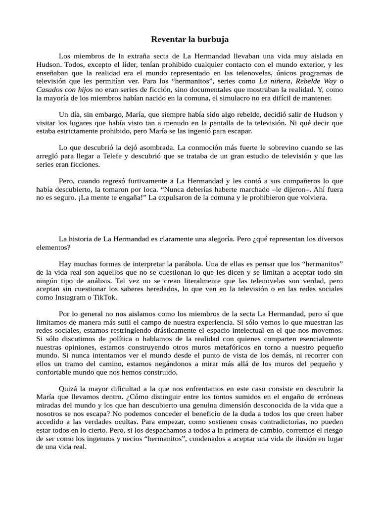 Exp. Mental. Reventar La Burbuja | PDF