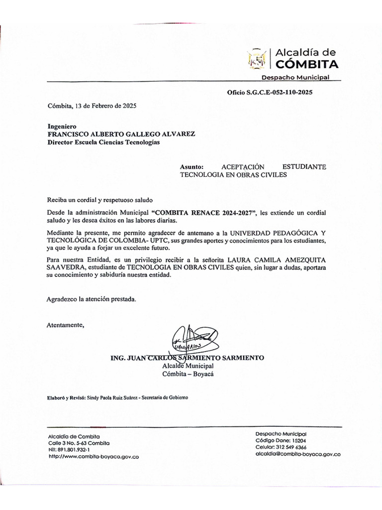 Carta Aceptación | PDF