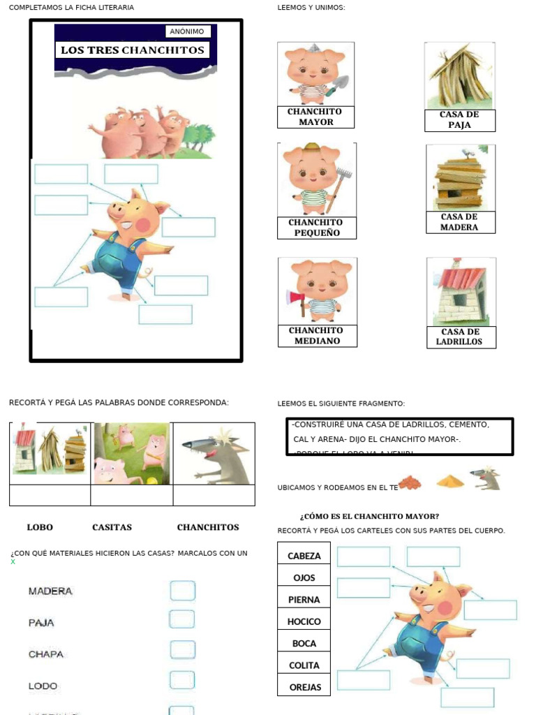 Actividades sobre Los Tres Chanchitos | PDF