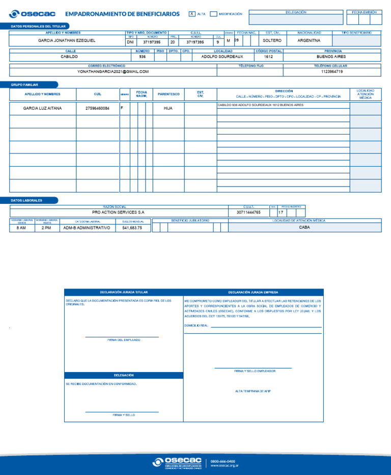 Formulario Jonathan Garcia | PDF