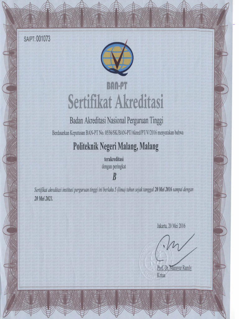 SK Akreditasi Polinema | PDF