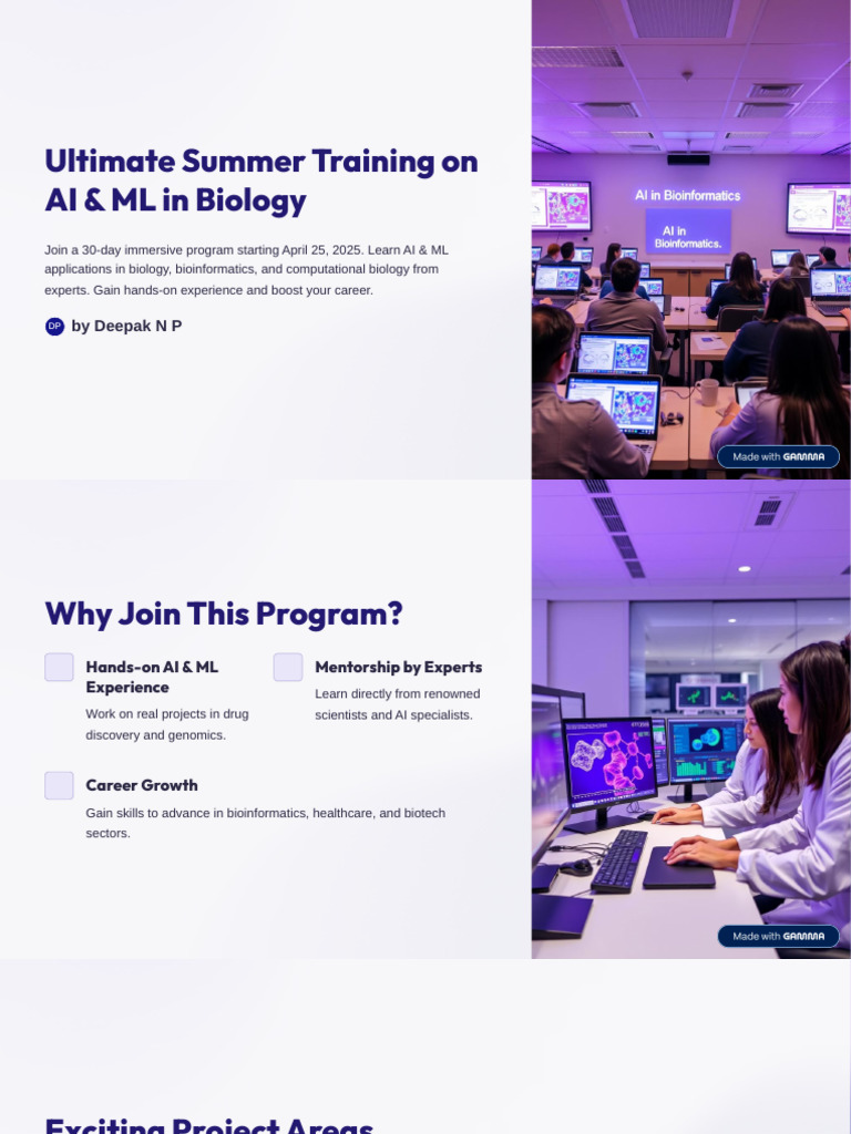Ultimate Summer Training On AI and ML in Biology | PDF | Bioinformatics | Omics
