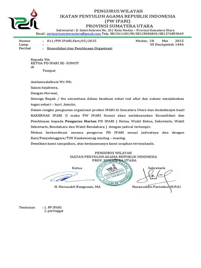 Konsolidasi Organisasi IPARI Sumut | PDF
