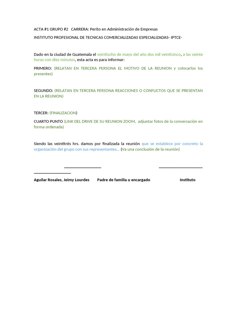 Modelo de Actas | PDF