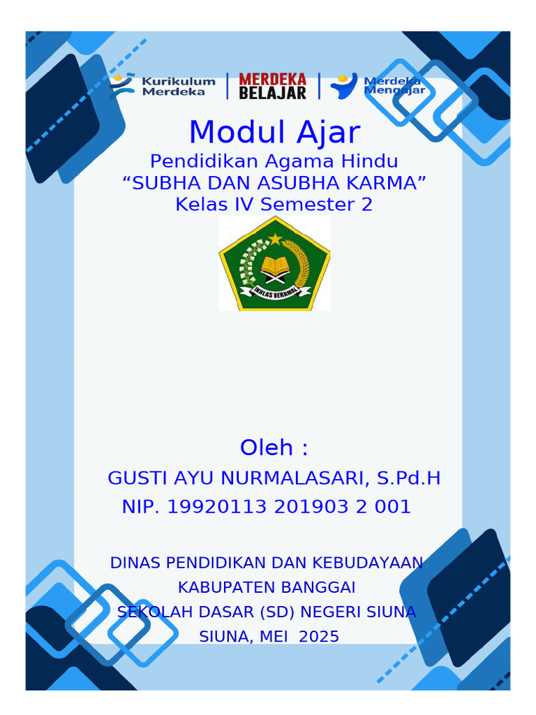 Modul Ajar Subha Asubha Karma - Gusti Ayu Nurmalasari | PDF