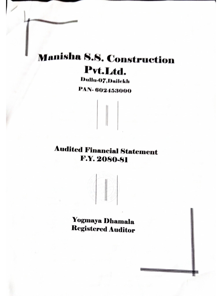 Manisha s.s Construction Pvt.ltd.2080.81 | PDF