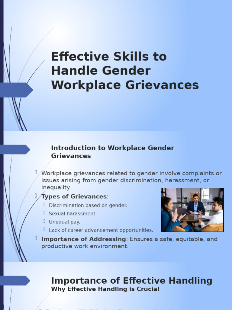 Effective Skills To Handle Gender Workplace Grievances | PDF ...
