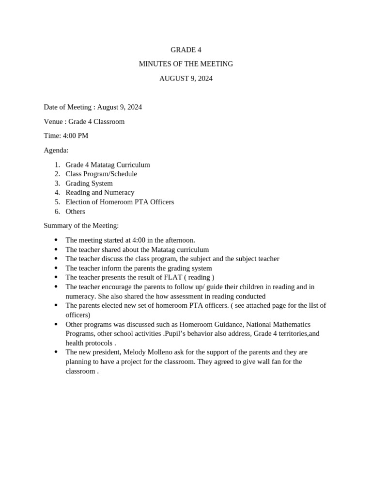 Minutes of Meeting | PDF