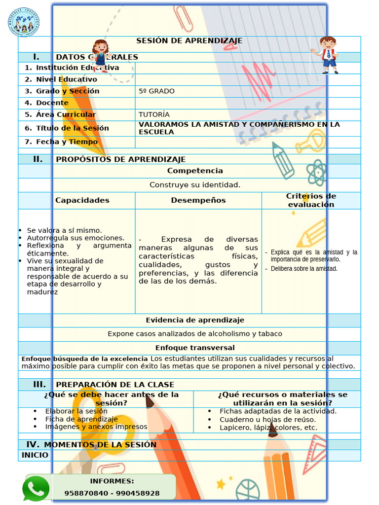 Valoramos la Amistad en la Escuela | PDF | Aprendizaje