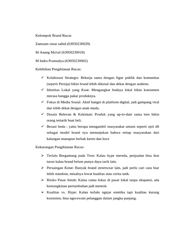 Kelompok Brand Rucas | PDF