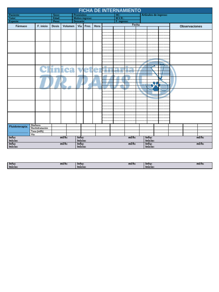 Ficha de Internamiento Nueva Paws (Final 22 Octubre) | PDF